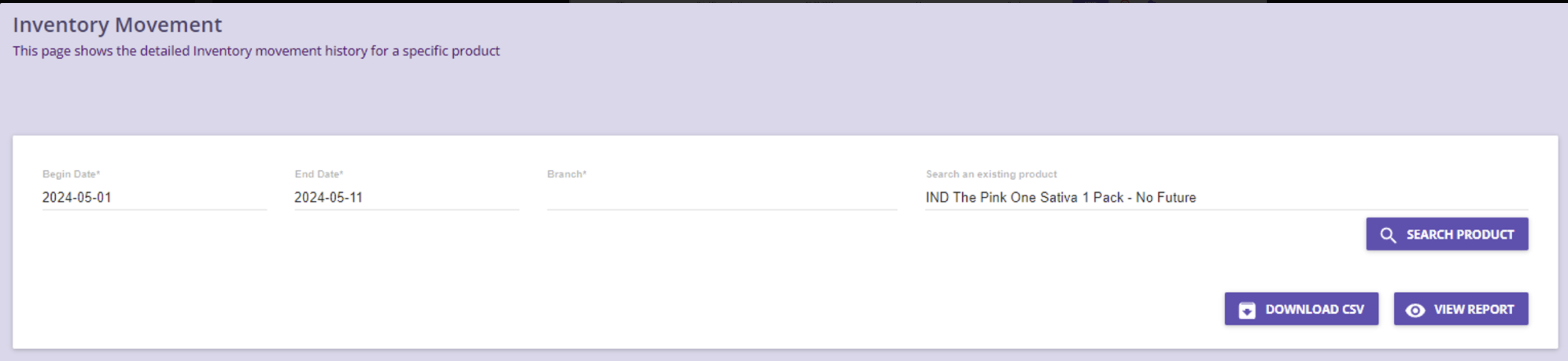 Inventory Movement Report